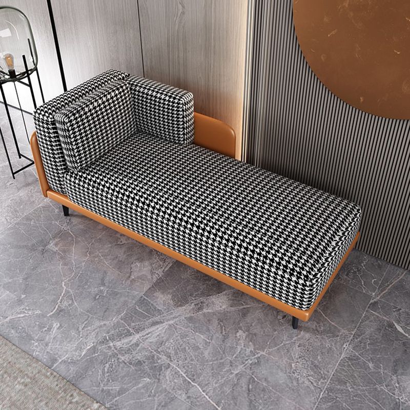 Cushioned Chaise Lounge Houndstooth Chaise Lounge Sofa with Arm - Clearhalo