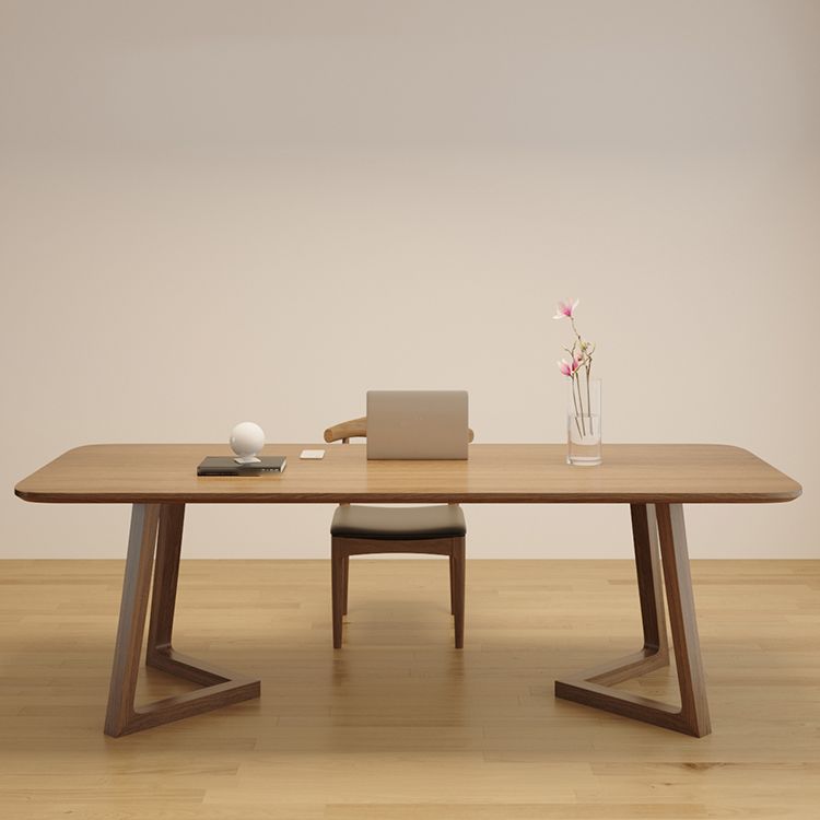 Solid Wood Rectangle Office Table Modern Style Writing Table - Clearhalo