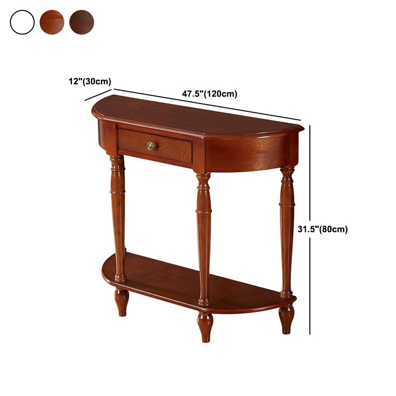 11.8" W Wood End Table Storage Half Moon Mid-Century Modern Console Table - Clearhalo