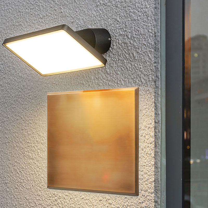 Contemporary Quadrate LED Wall Lighting Metallic Courtyard Wall Sconce Lighting in Black - Clearhalo