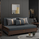 Modern Armless Sofa Bed with Storage Linen Sofa Bed in Brown - Clearhalo
