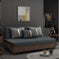 Modern Armless Sofa Bed with Storage Linen Sofa Bed in Brown - Clearhalo