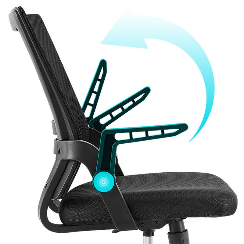 Modern Black Plastic Desk Chair with Mid Back Home Office Chair - Clearhalo