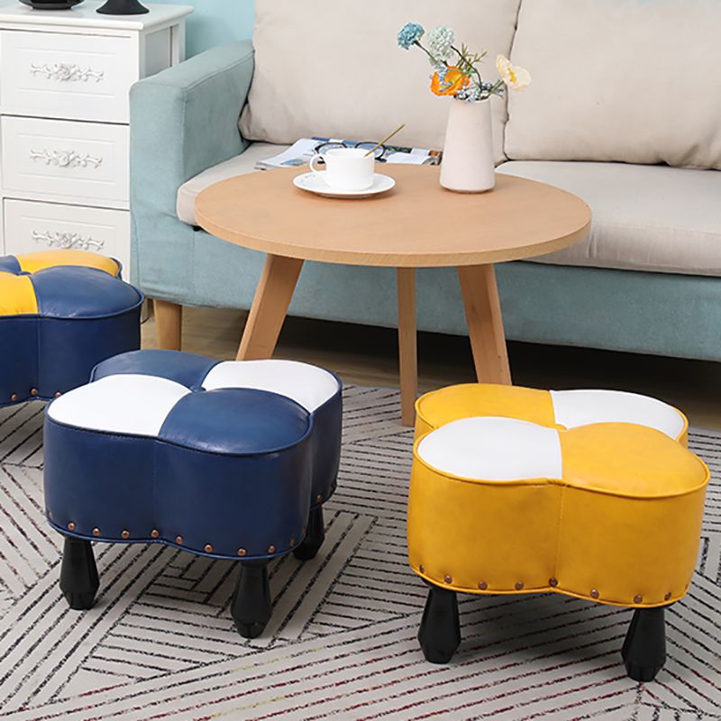 Leather Ottoman Clover Shape Color Panel Tufted Water Resistant ...