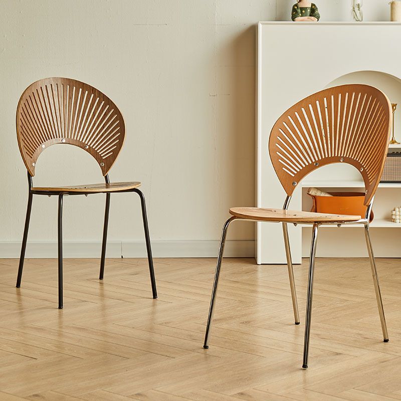 Metal Dining Room Chairs Set Contemporary Style Oval Open Back Side ...
