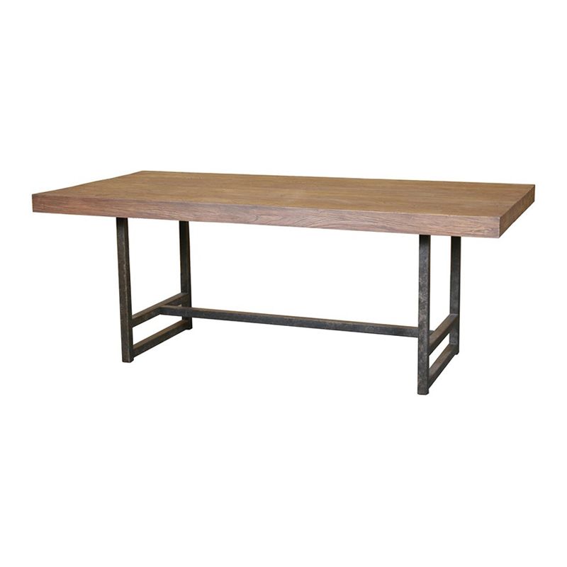 Metal Rectangle Industrial Dining Table Pine Solid Wood Top Table with ...