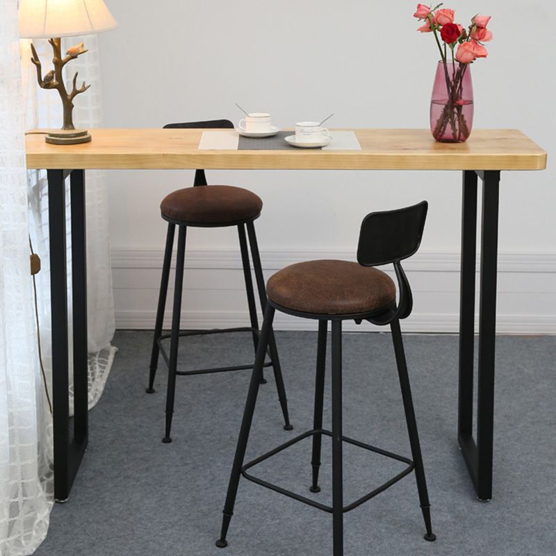 Industrial Counter Height Table Solid Wood Top Pub Table with Metal ...