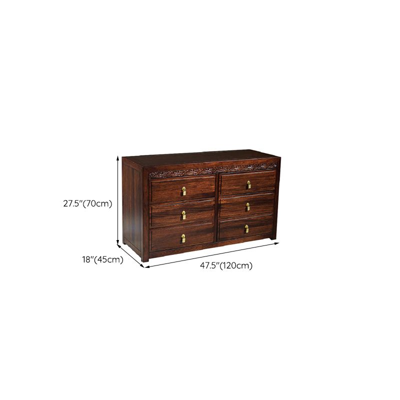 Mid-Century Modern Solid Wood Chest 27.56" Tall 6 - Drawer Accent Chest ...