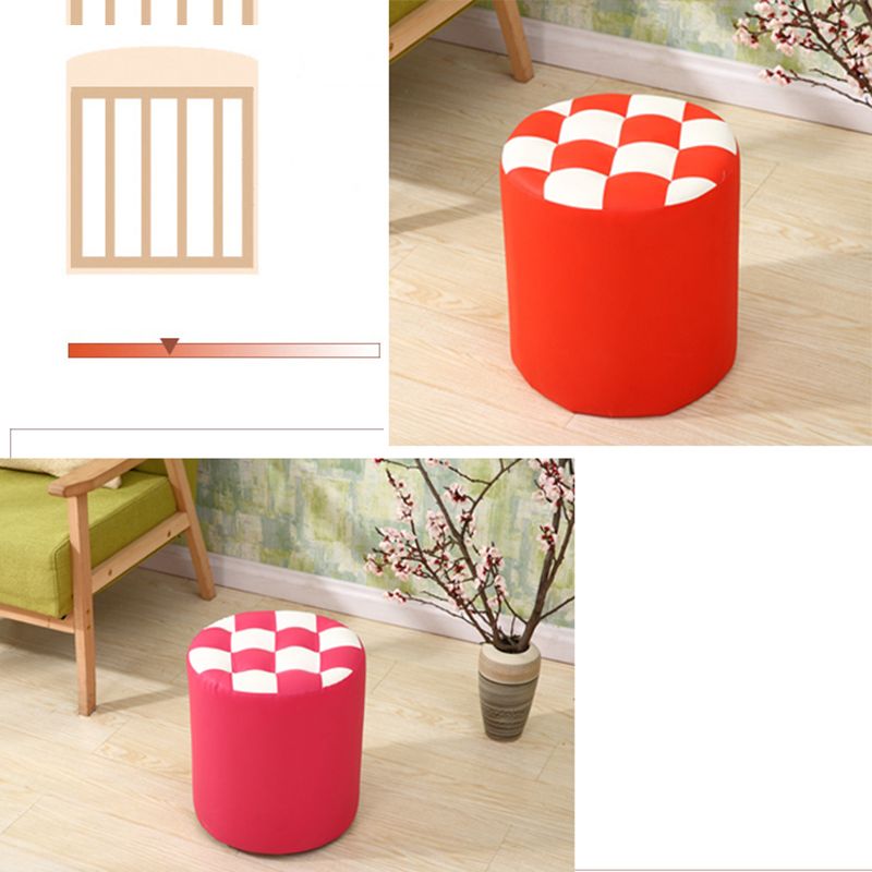 Modern Round Pouf Plaid Pattern Leather Pouf for Drawing Room - Clearhalo