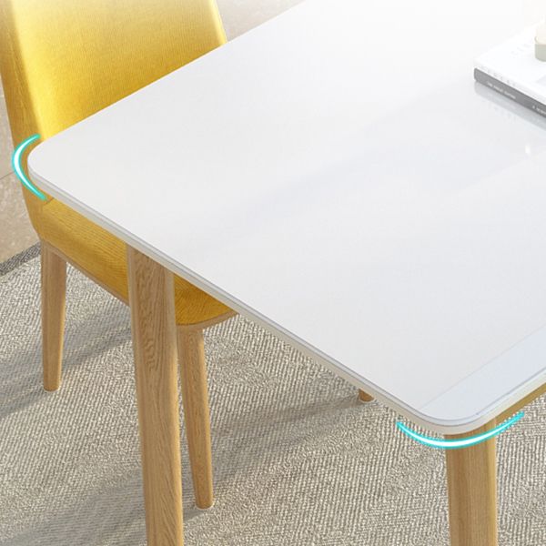 Contemporary White Rectangle Glass Top Dining Table with Legs - Clearhalo