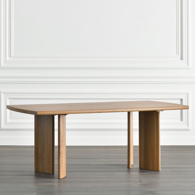 Rectangle Modern Dining Table Solid Wood Fixed Table with 4 Legs ...