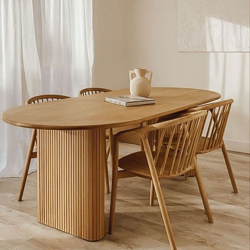 Oval Shaped Office Conference Table Wood Writing Desks in Natural ...