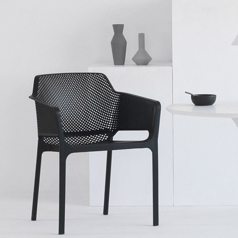 Plastic Stacking Dining Armchair Glam Indoor-Outdoor Dining Room Chair ...
