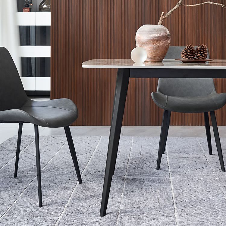 Metal Modern Rectangle Dining Table Sintered Stone Dining Table for ...