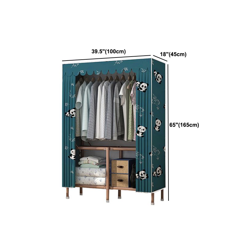 Brown Metal Frame Wardrobe Armoire Modern Folding Wardrobe Cabinet ...