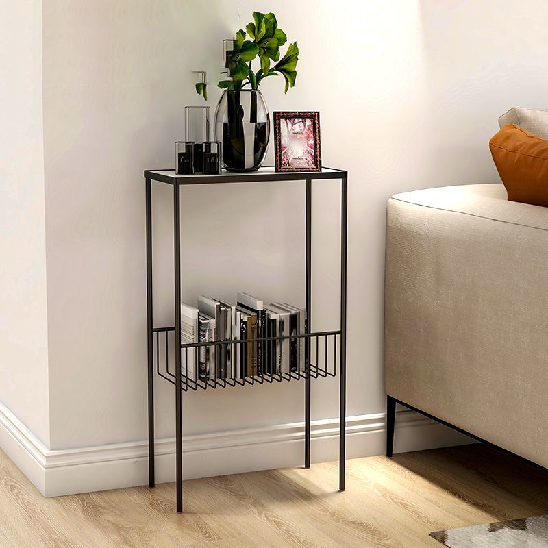Contemporary 27.6" Tall 4 Legs End Table Rectangular Side Table - Clearhalo