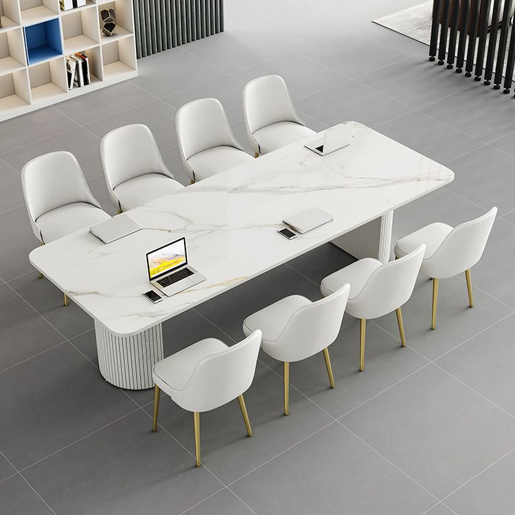 Contemporary Stone Curved Office Desk 29.53-inch Tall Writing Desk ...