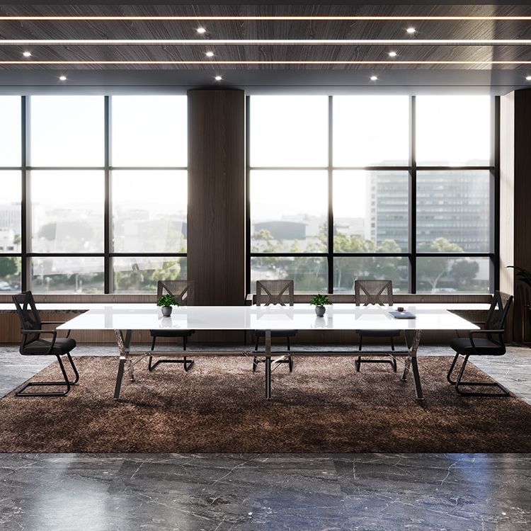Steel Contemporary Rectangular Dining Table Glass Top Dining Table for ...