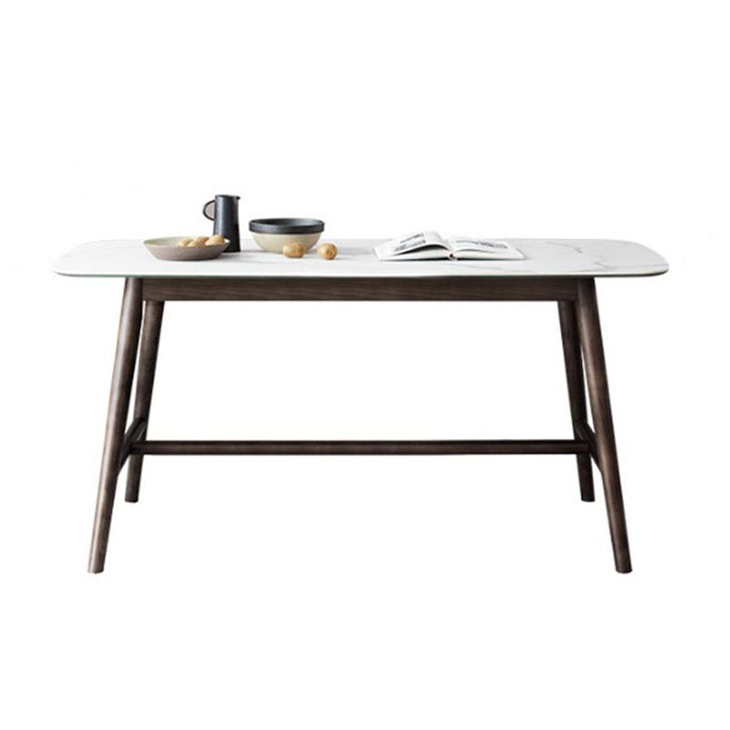 Modern Rectangular Dining Table White Top Dining Table with Wood ...