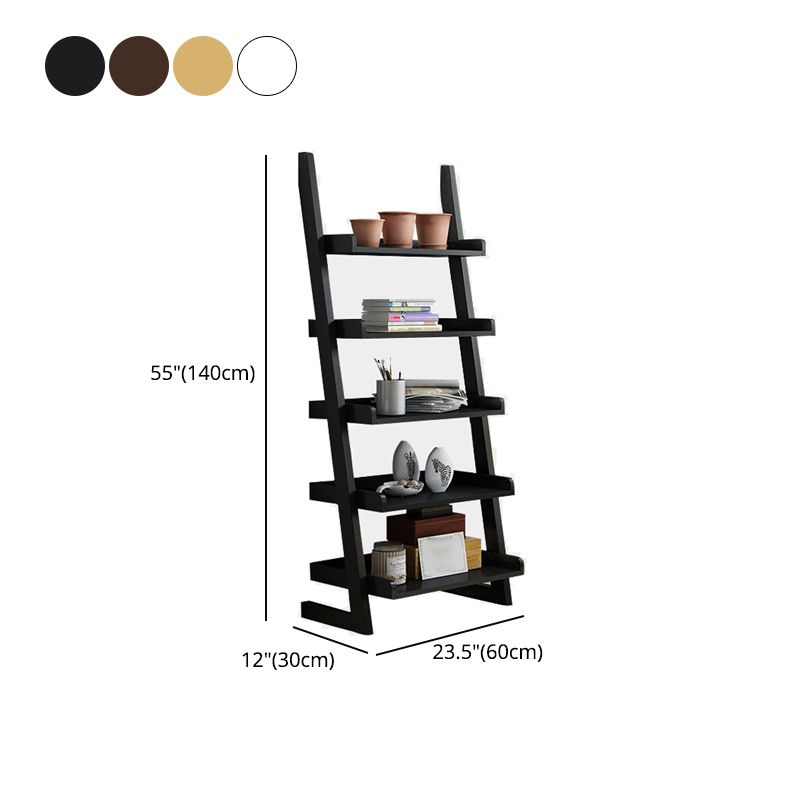 Contemporary Style Ladder Bookcase Wooden Vertical Open Back Book Shelf ...