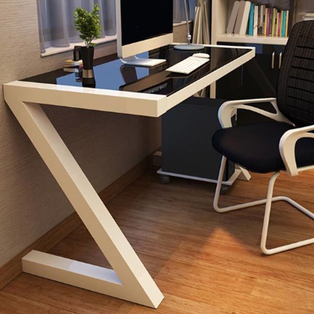 Modern Glass Top Gaming Desk 29.53-inch Tall Rectangular Computer Desk ...