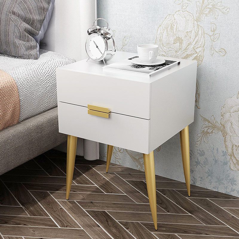 Wooden and Metal Night Table Modern Minimalist Bedside Table with Legs ...