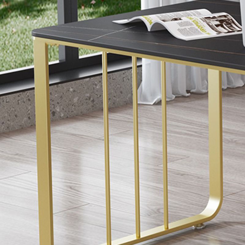 Curved Contemporary Office Desk Antique Finish Writing Desk with Metal ...