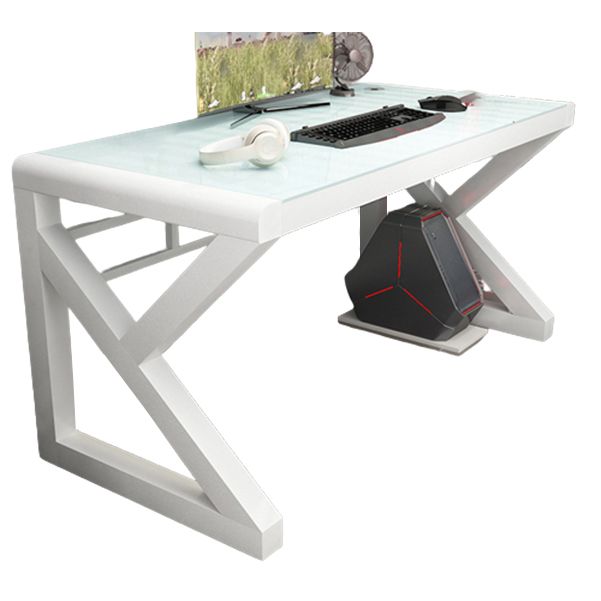Contemporary Glass Top Gaming Desk 29.53-inch Tall Computer Desk ...