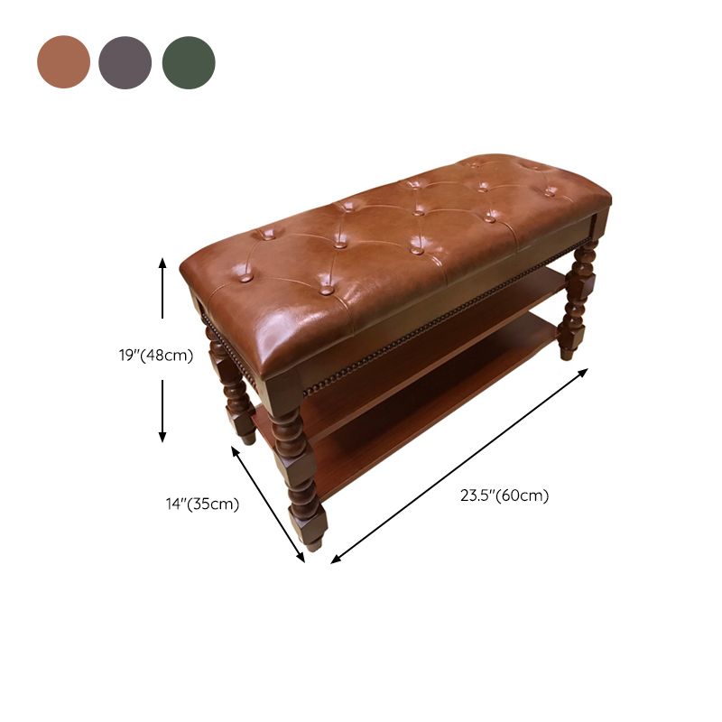 Rubber Wood Seating Bench Rectangle Cushioned Shoe Storage Entryway ...