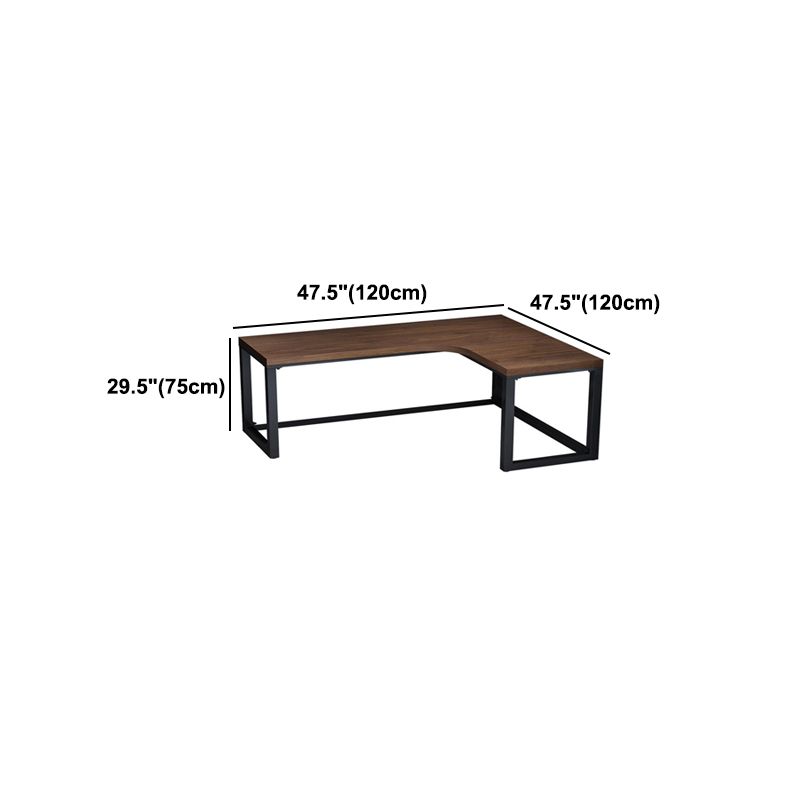 L-Shape Writing Table Industrial Style Solid Wood Working Table - Clearhalo