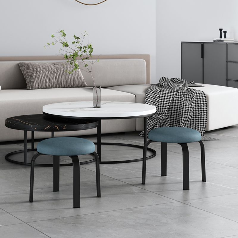 Footstool Ottoman Tear Resistant Solid Glam Cotton Blend Round Ottoman ...