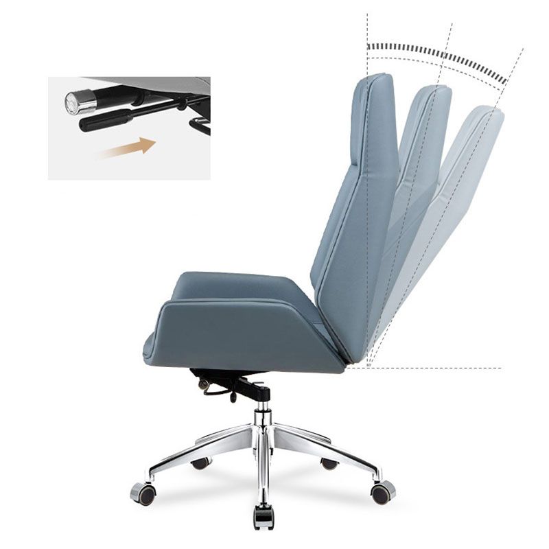 Fixed Arms Desk Chair High-back Ergonomic Leather Office Chair - Clearhalo