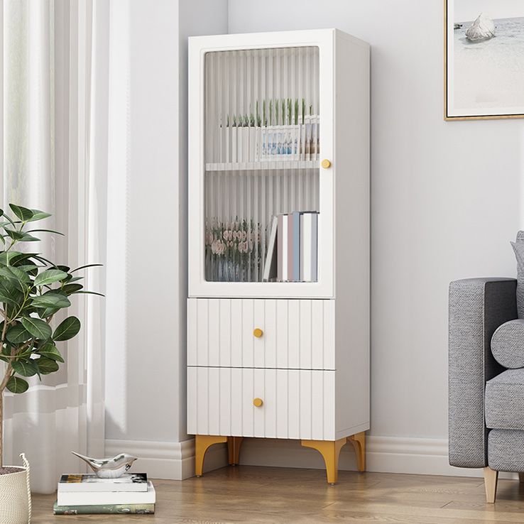 Contemporary Glass Paned Accent Cabinet 2 - Drawer Side Cabinet - Clearhalo