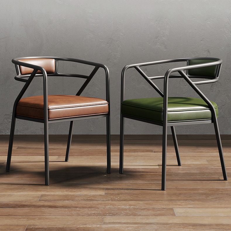 Modern Metal Arm Chair Open Back Dining Side Chair with Upholstered 21. ...