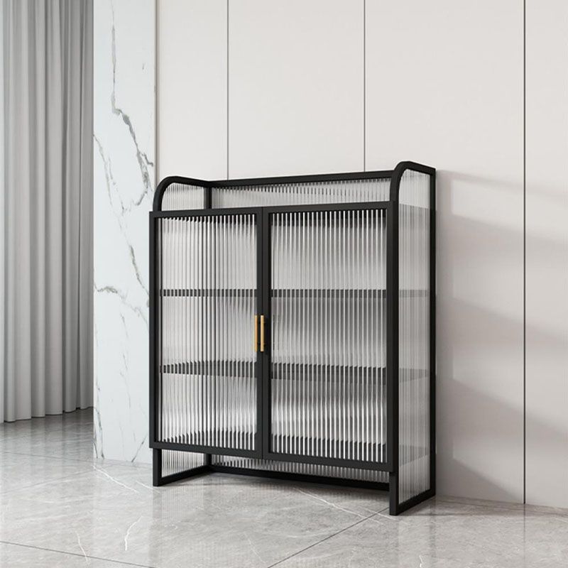 Contemporary Glass Doors Sideboard Metal Buffet Table for Dining Room ...