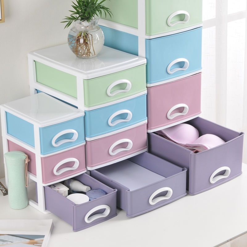 Color Block File Cabinet Drawers Vertical Plastic Filing Cabinet ...