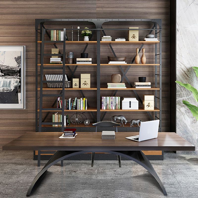 Brown Rectangular Writing Desk 30-inch H Office Desk for Home - Clearhalo