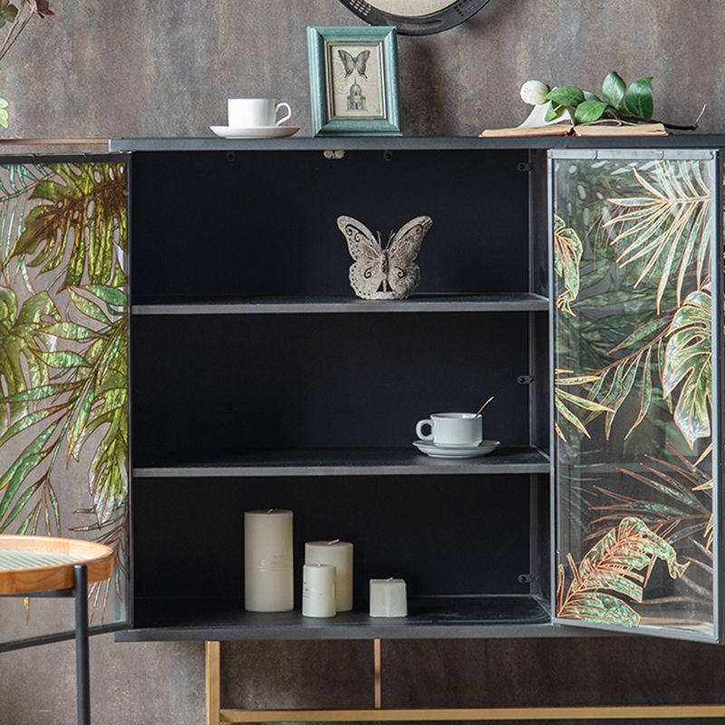 Contemporary Metal Display Stand Glass Doors Display Cabinet with Door ...