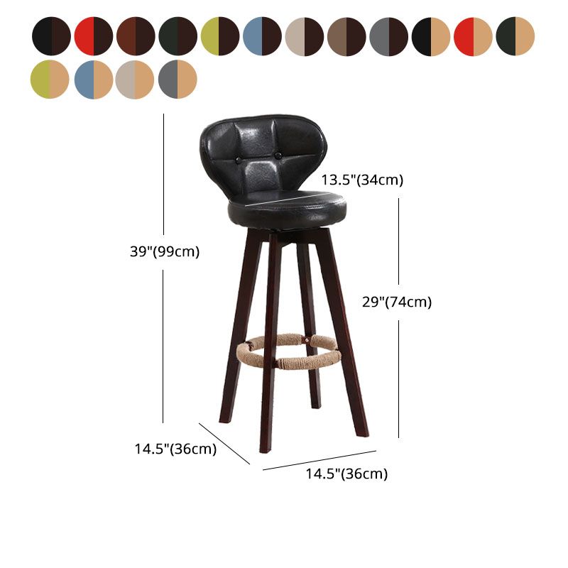 Modern Backrest Rotatable Counter Stool Wood Kitchen Bar Stool with ...