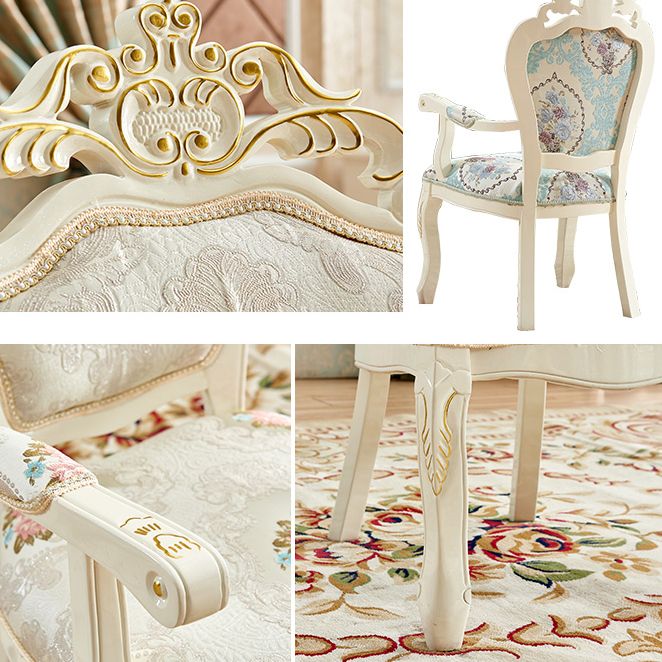 European Style Birch Cotton Arm Chair Light Color Solid Back Dining ...