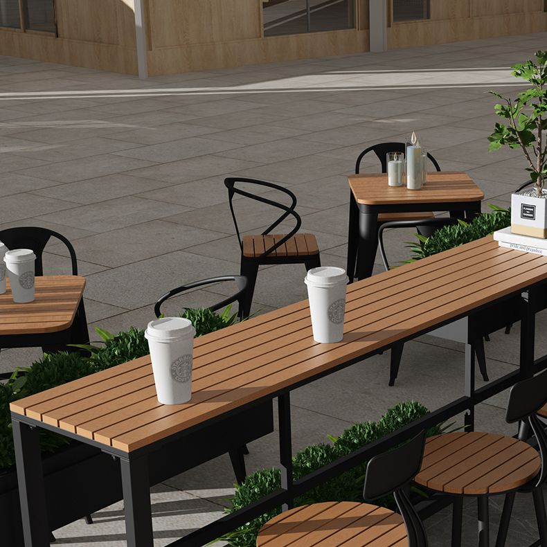 Modern Style Bar Table Solid Wood and Black Iron Base Coffee Shop Bar ...