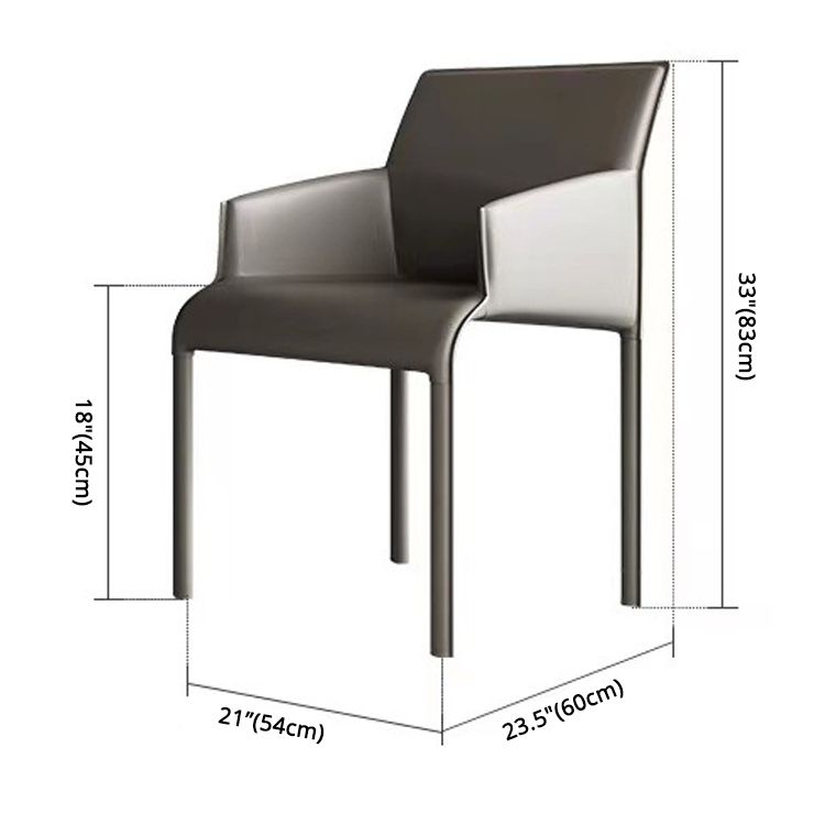 Contemporary Style Metal Dining Arm Chair Matte Finish Square Dining ...