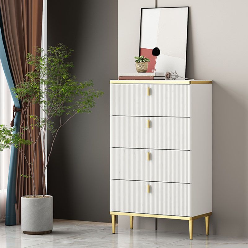 Bedroom Glam Storage Chest Stone Chest in White with Drawers - Clearhalo