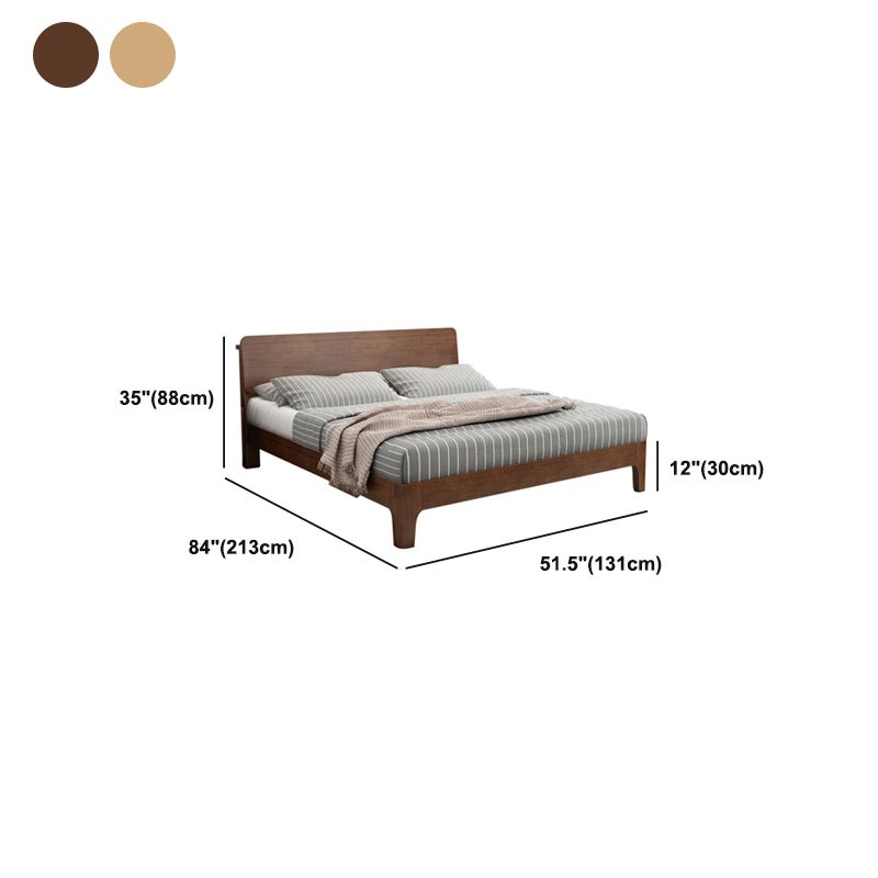 Traditional Wooden Standard Bed with Rectangular Headboard Bed - Clearhalo