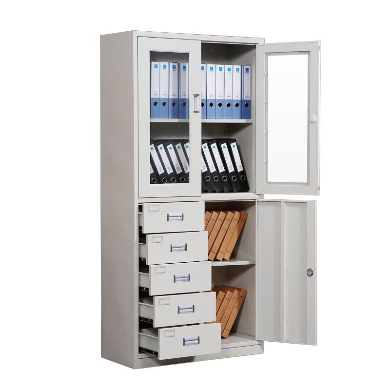 Modern File Cabinet Glass Doors Lock Storage Vertical Filing Cabinet ...