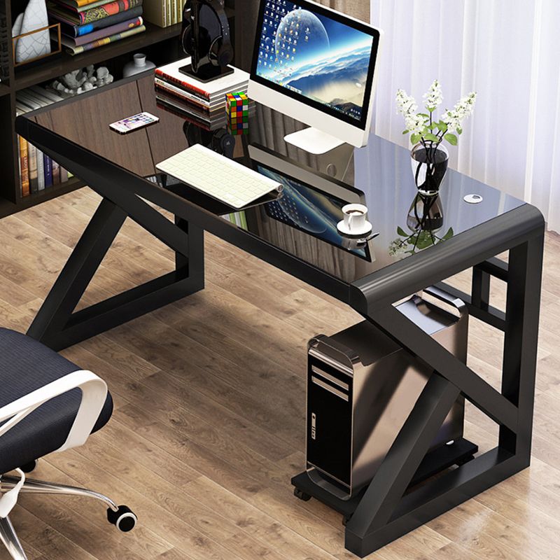 Modern Glass Top Gaming Desk 29.53" Tall Rectangular Computer Desk with ...