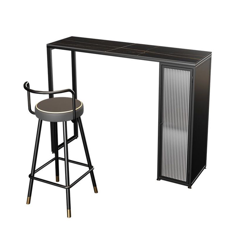 1/2 Pieces Modern Rectangle Sintered Stone Counter Table with High ...