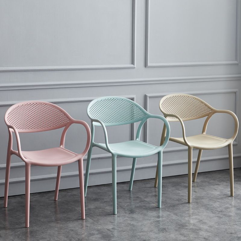 Contemporary Style Stackable Plastic Dining Chairs Open Back Kitchen ...
