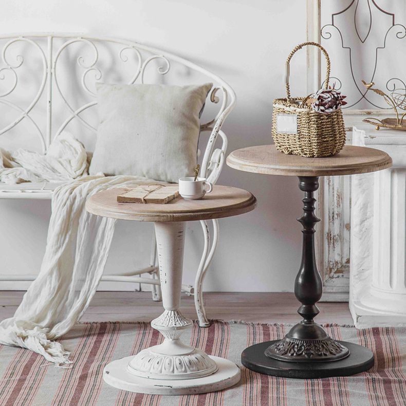 19.69 inch Wide Rustic Style Side End Table Metal Pedestal Round Sofa ...