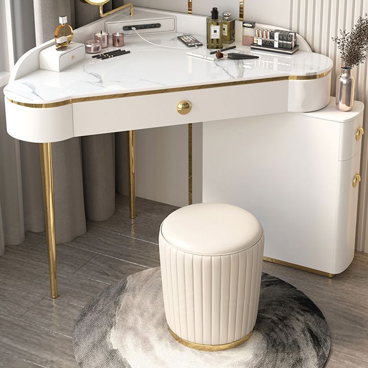 Modern 29.5" Height Slate Top Table Makeup Vanity with Drawers - Clearhalo